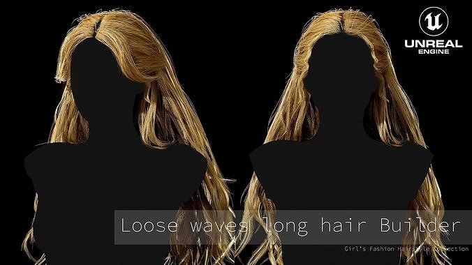 3D model Realtime Hair - Loose waves long hair Builder VR / AR / low ...