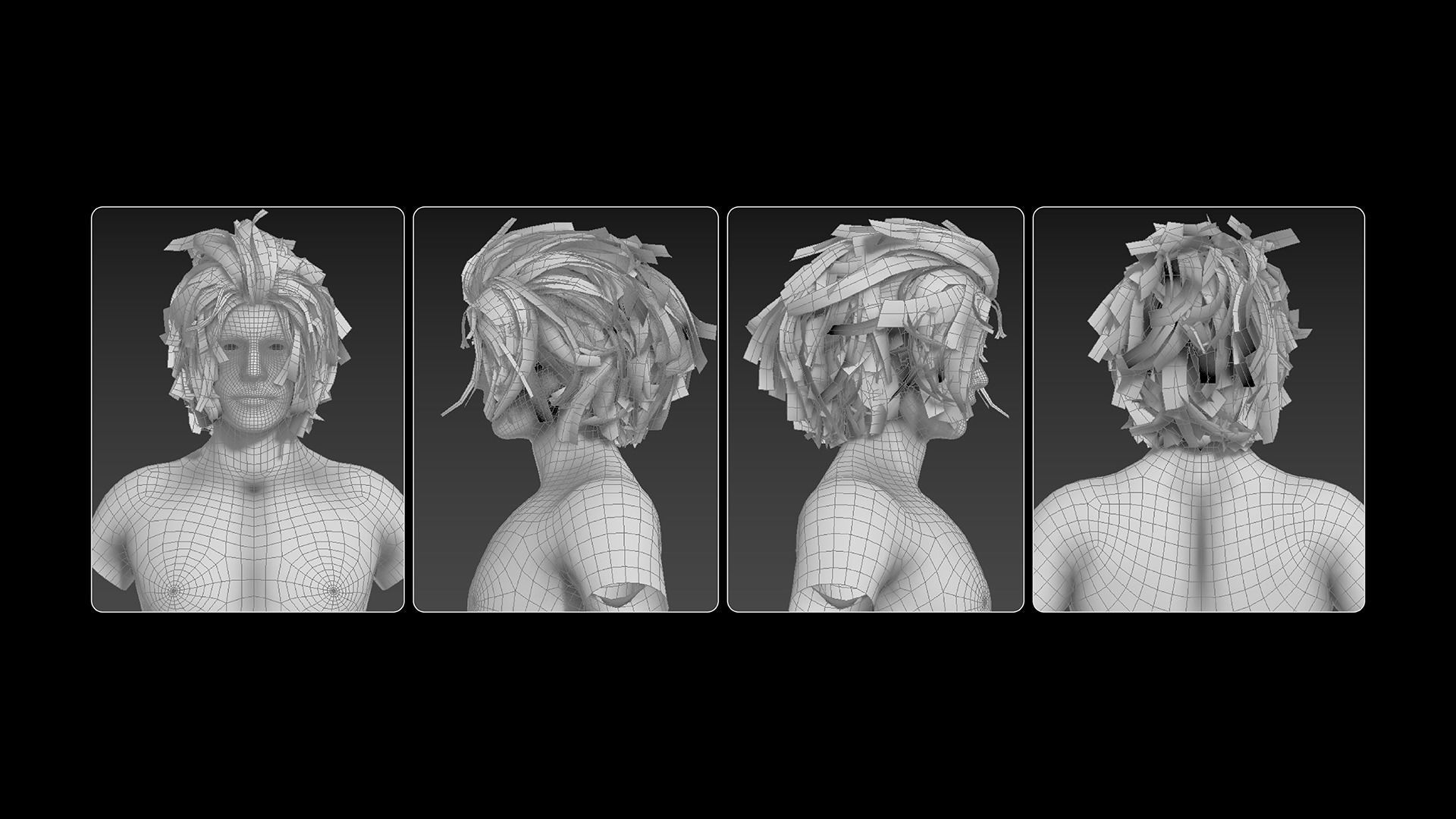 3D model Realtime Hair - Messy men style VR / AR / low-poly | CGTrader