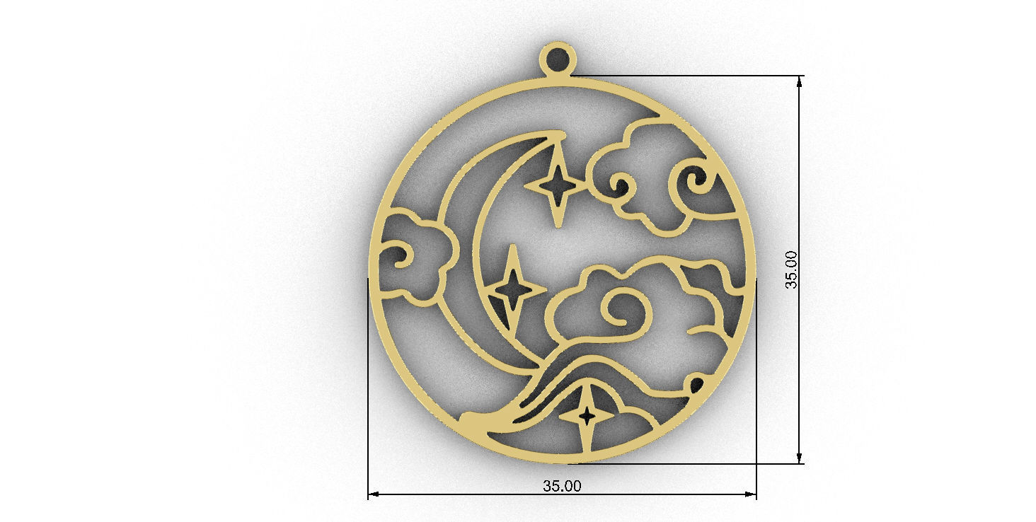 Cloud Crescent Moon Stars 3D model 3D printable | CGTrader