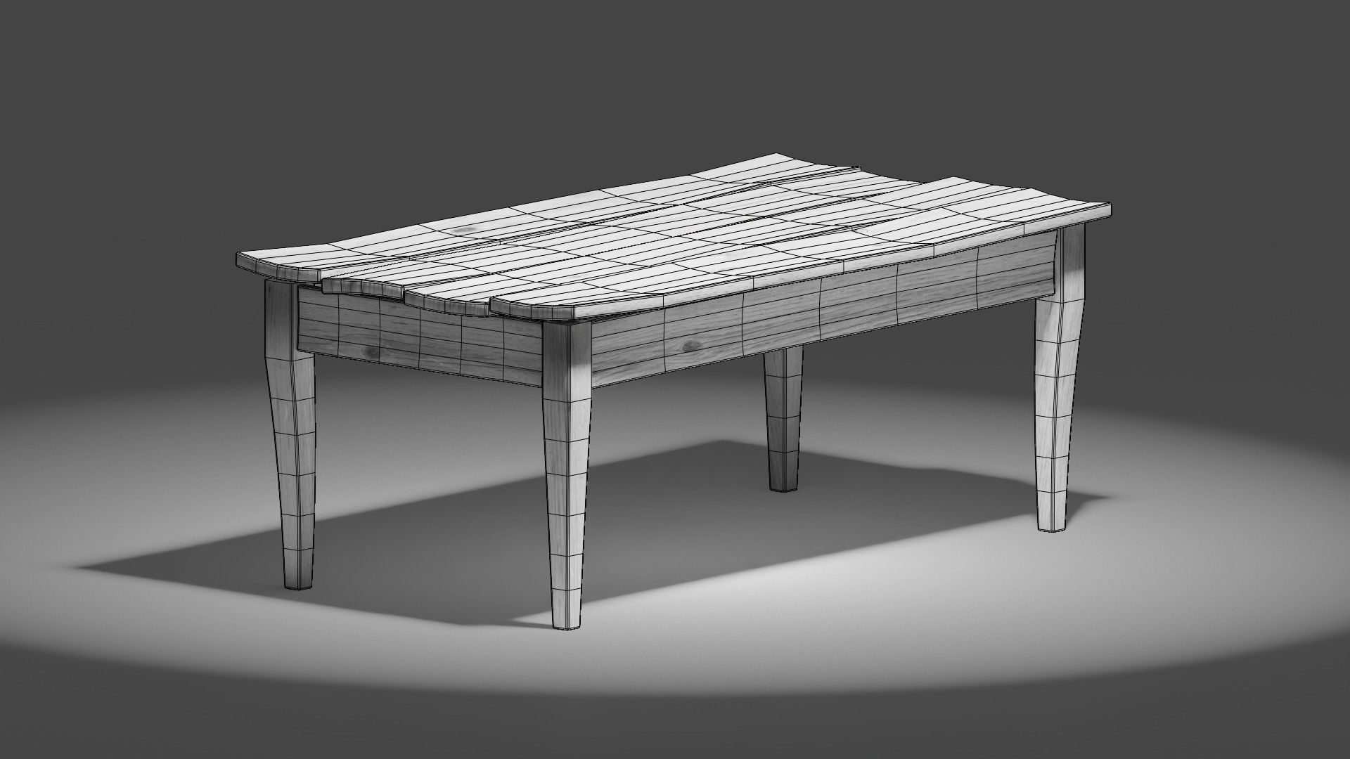 Old aged table with crooked white planks 3D model | CGTrader