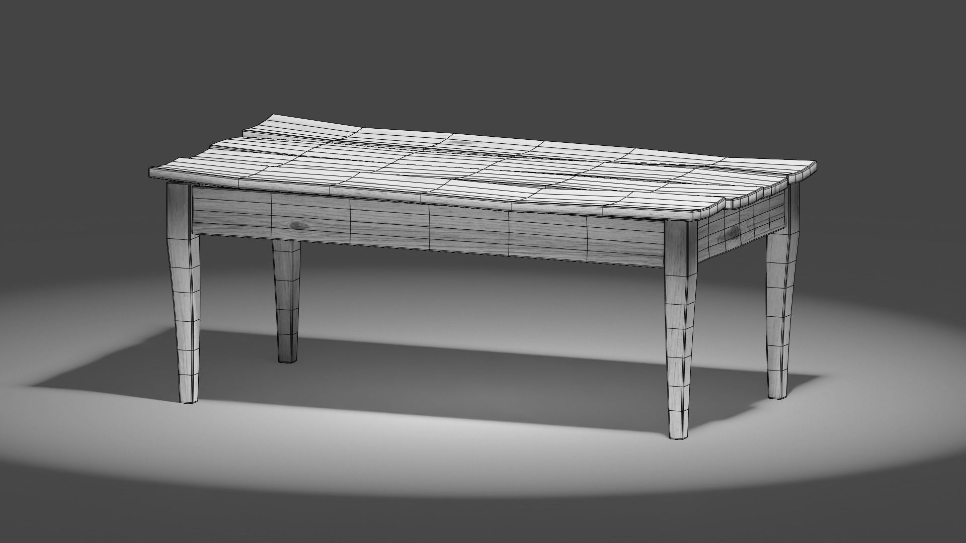 Old aged table with crooked white planks 3D model | CGTrader