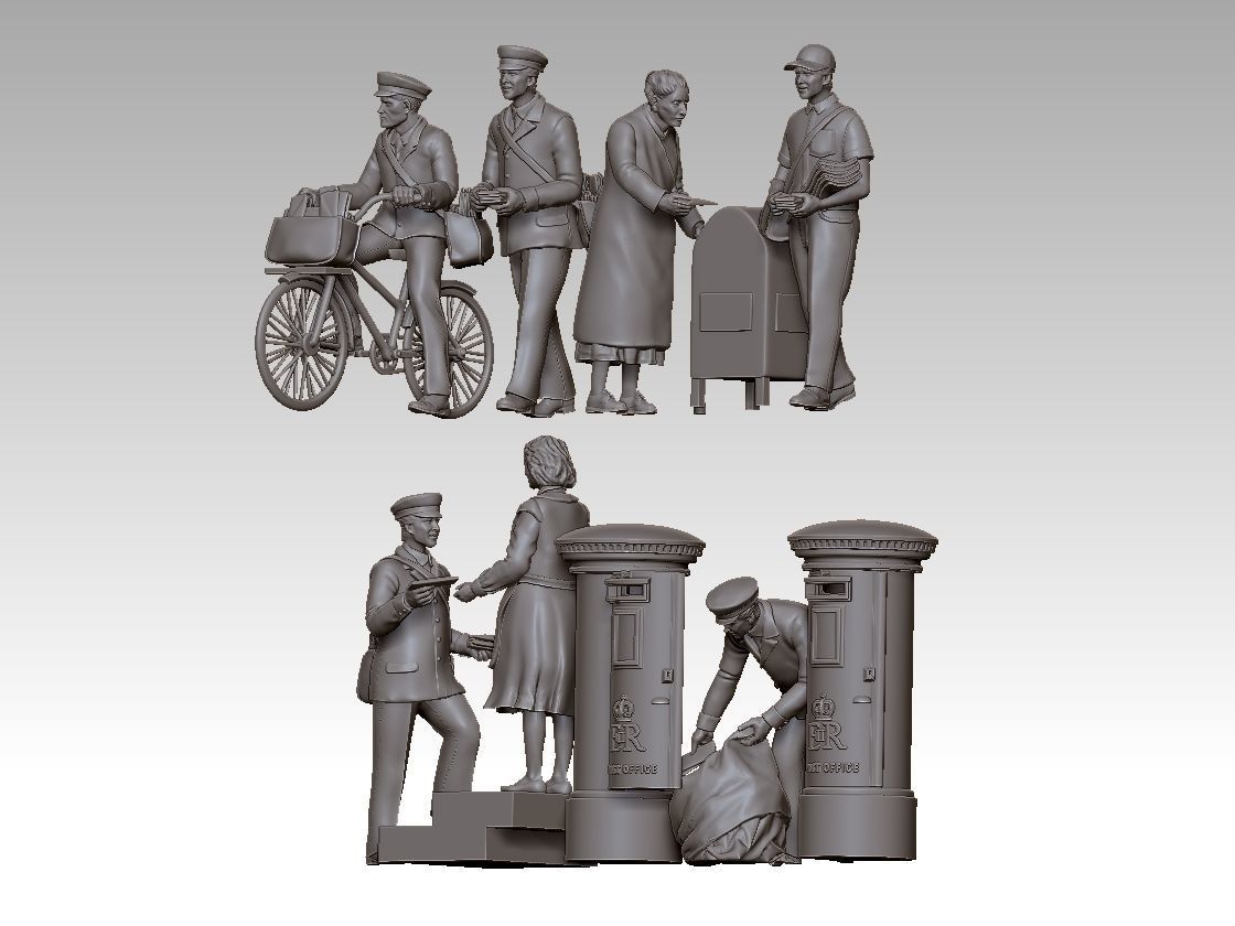 POSTMEN statue of man and woman 3D model 3D printable | CGTrader