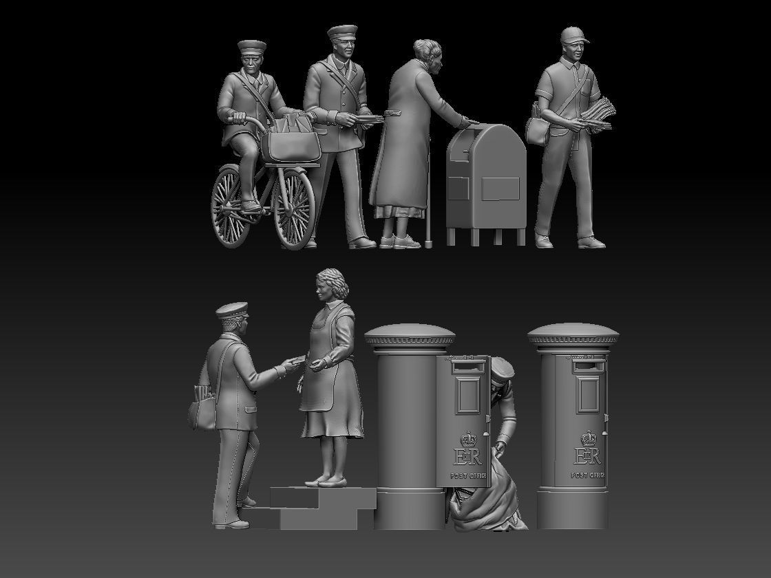 POSTMEN statue of man and woman 3D model 3D printable | CGTrader