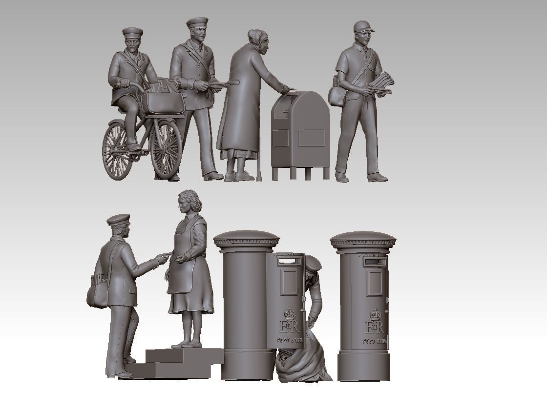 POSTMEN statue of man and woman 3D model 3D printable | CGTrader