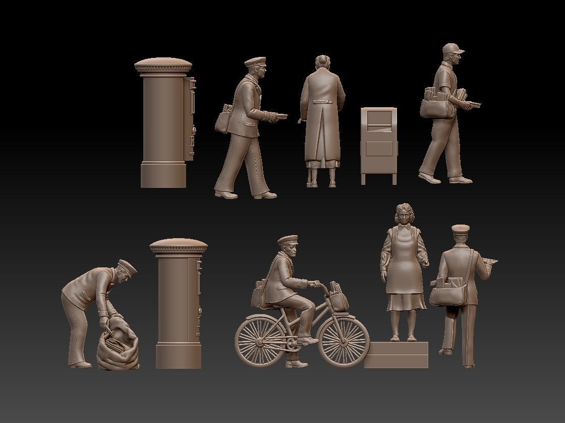 POSTMEN statue of man and woman 3D model 3D printable | CGTrader