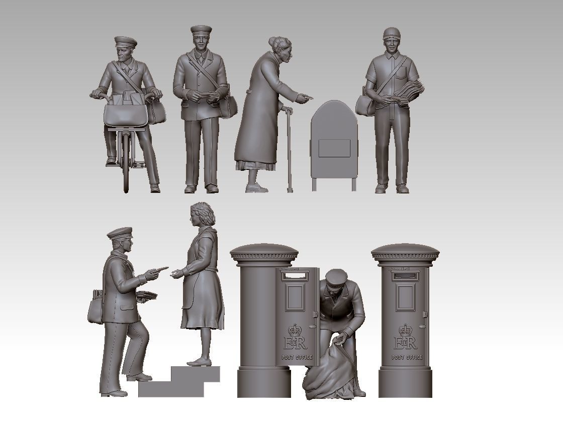 POSTMEN statue of man and woman 3D model 3D printable | CGTrader