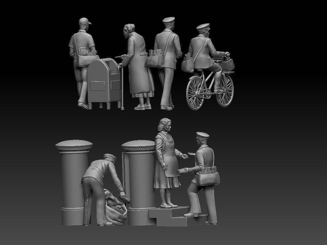 POSTMEN statue of man and woman 3D model 3D printable | CGTrader