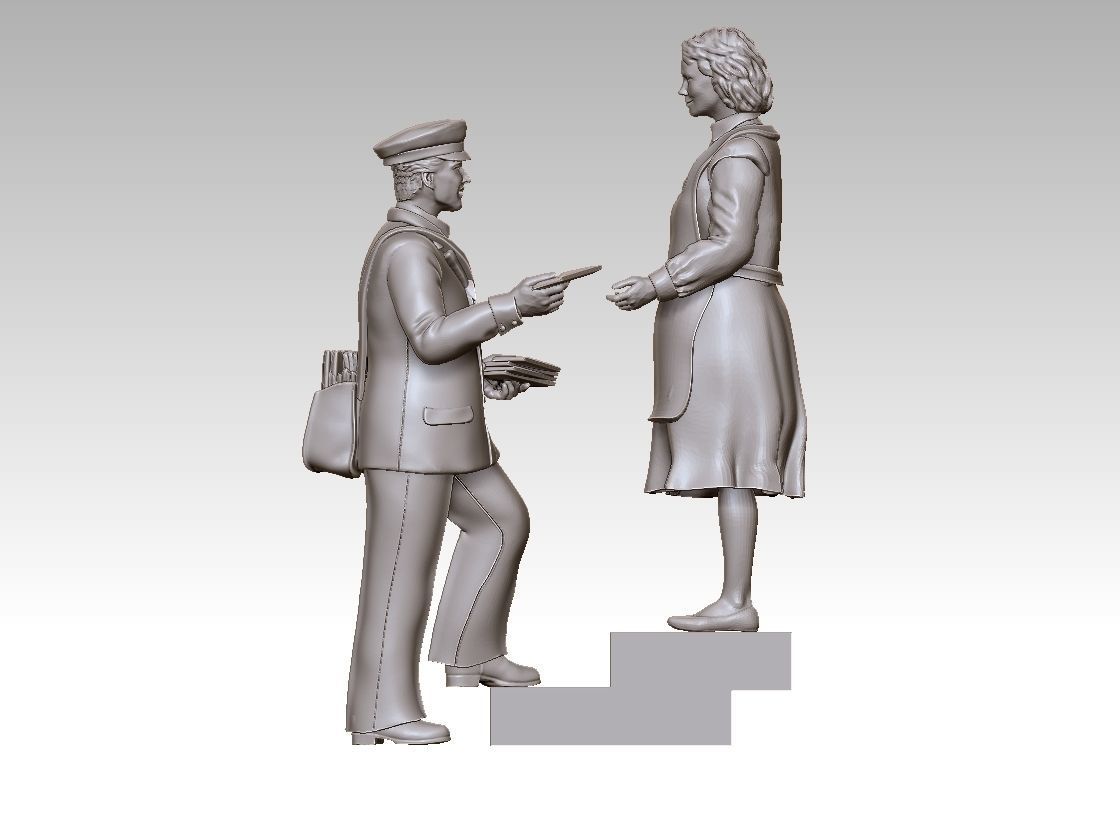 POSTMEN statue of man and woman 3D model 3D printable | CGTrader