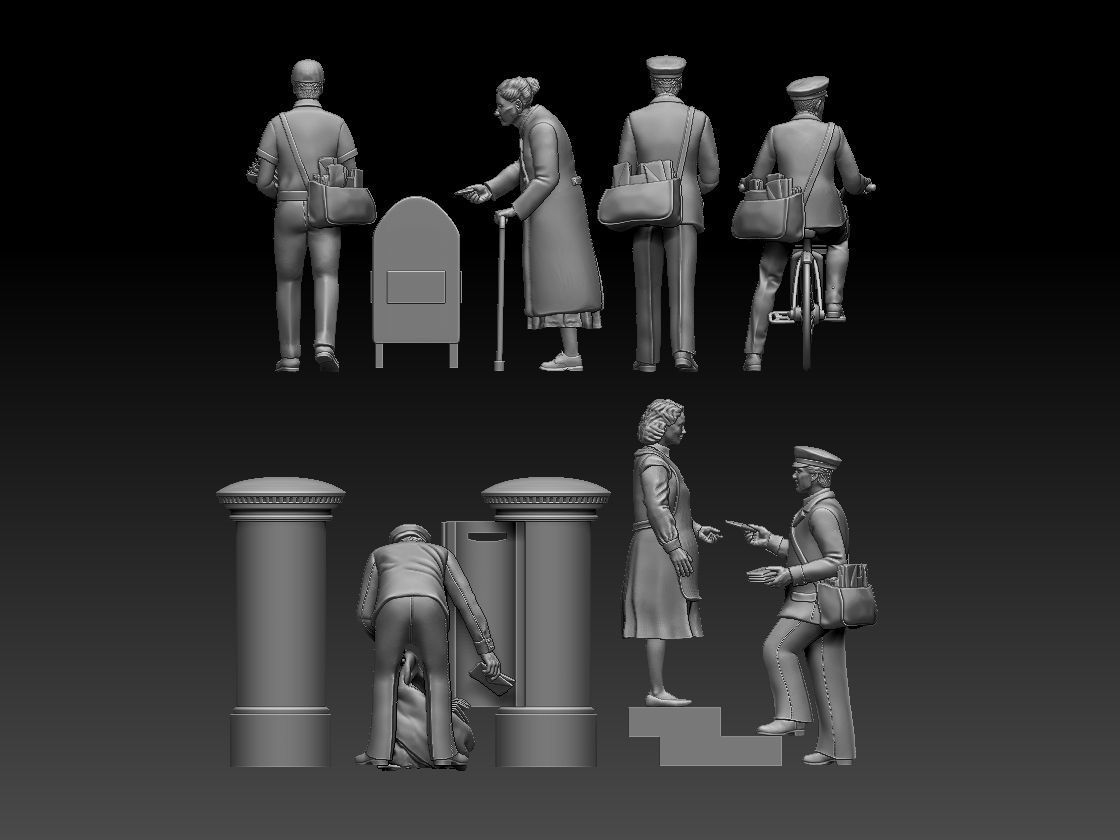 POSTMEN statue of man and woman 3D model 3D printable | CGTrader