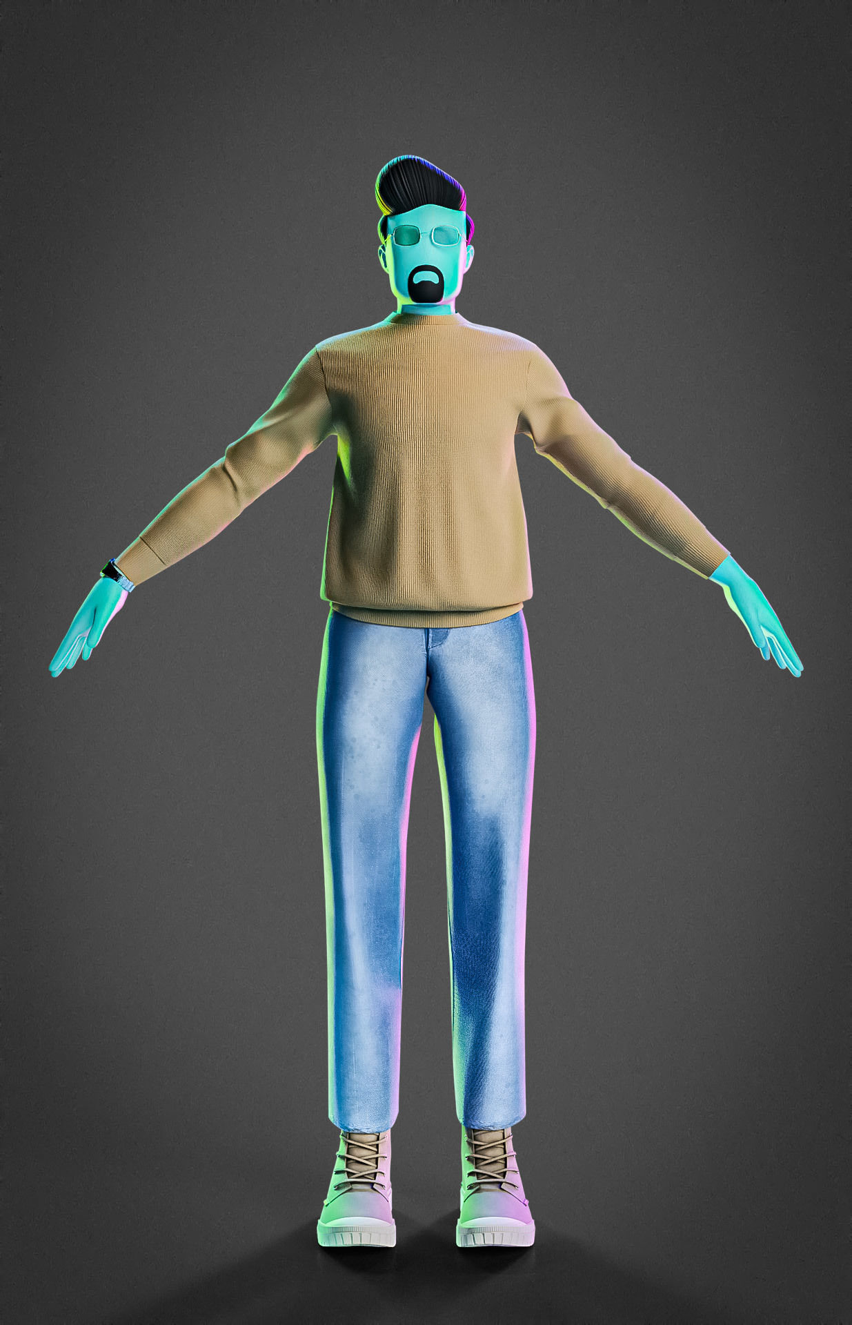 3D model Stylized motion design male character VR / AR / low-poly ...