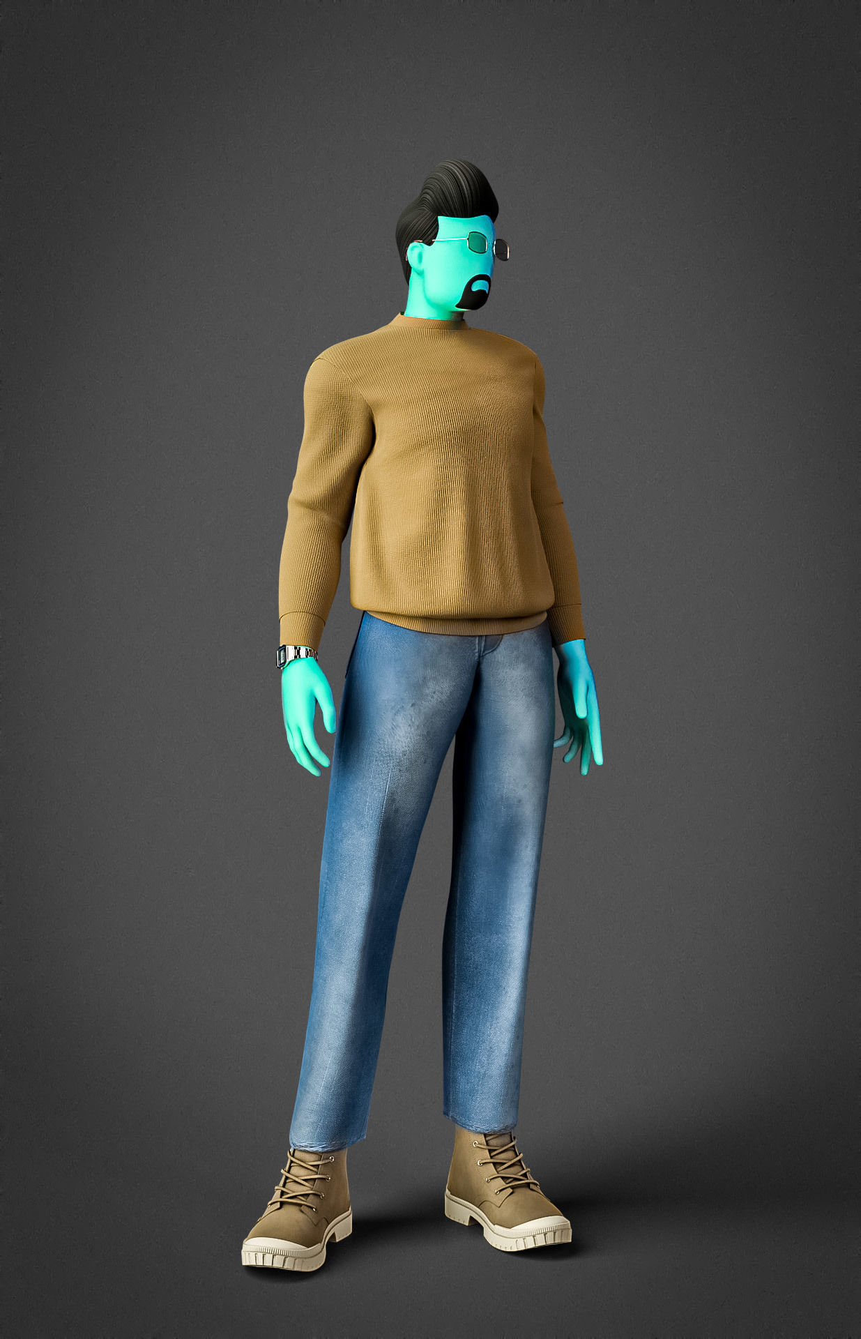 3D model Stylized motion design male character VR / AR / low-poly ...