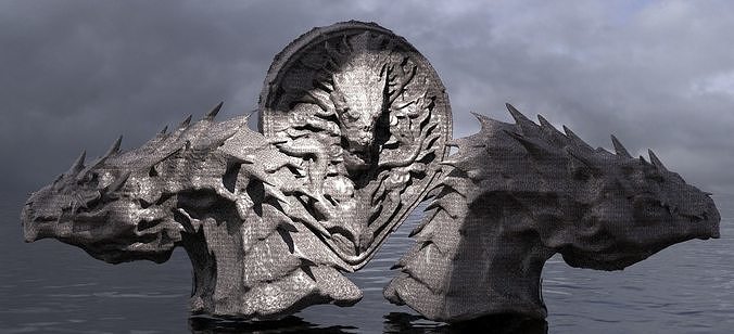 Great Wyvern Arthurian Dragon Scull mirrored 4 3D model | CGTrader