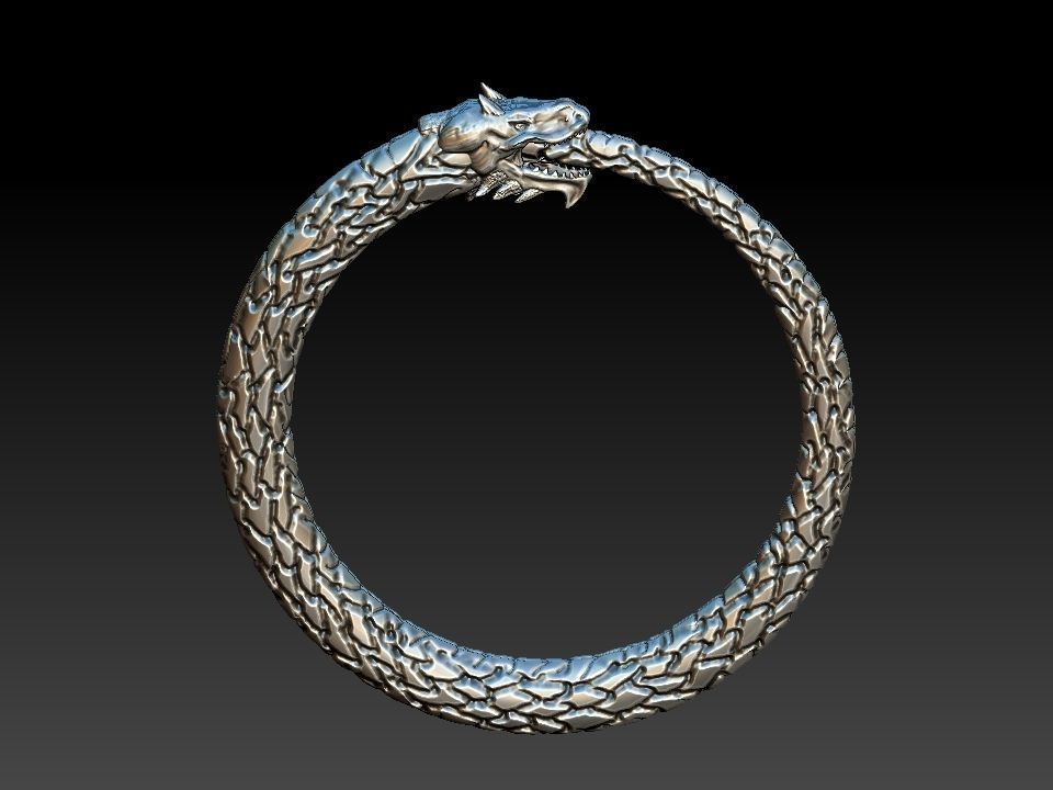 Ouroboros Dragon - Ring and Pendant 3D model 3D printable | CGTrader