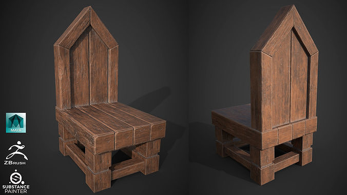 3D model medieval chair VR / AR / low-poly | CGTrader