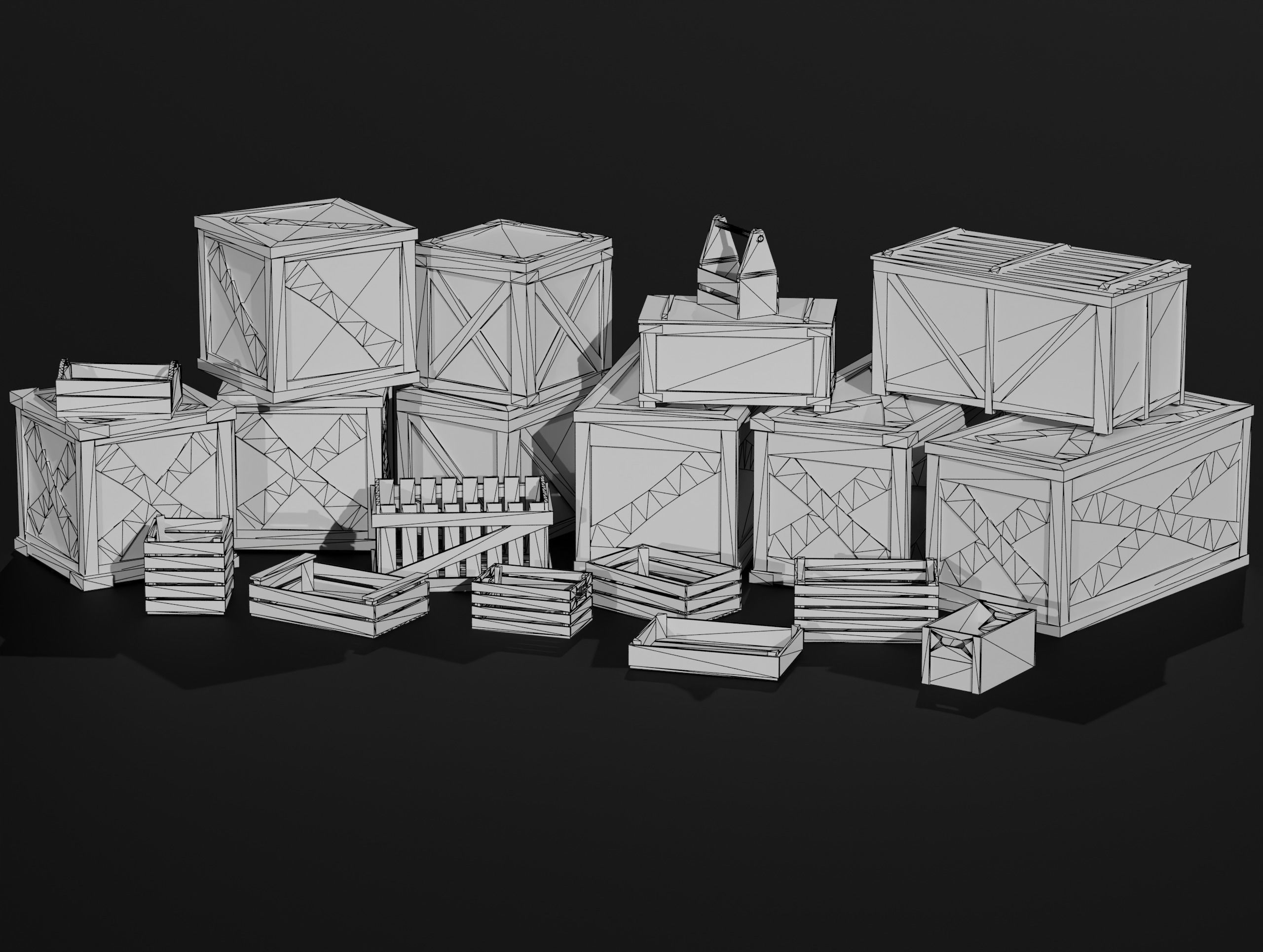 3D model LowPoly PBR 20 Wooden Crates Pack 3D Models VR / AR / low-poly ...