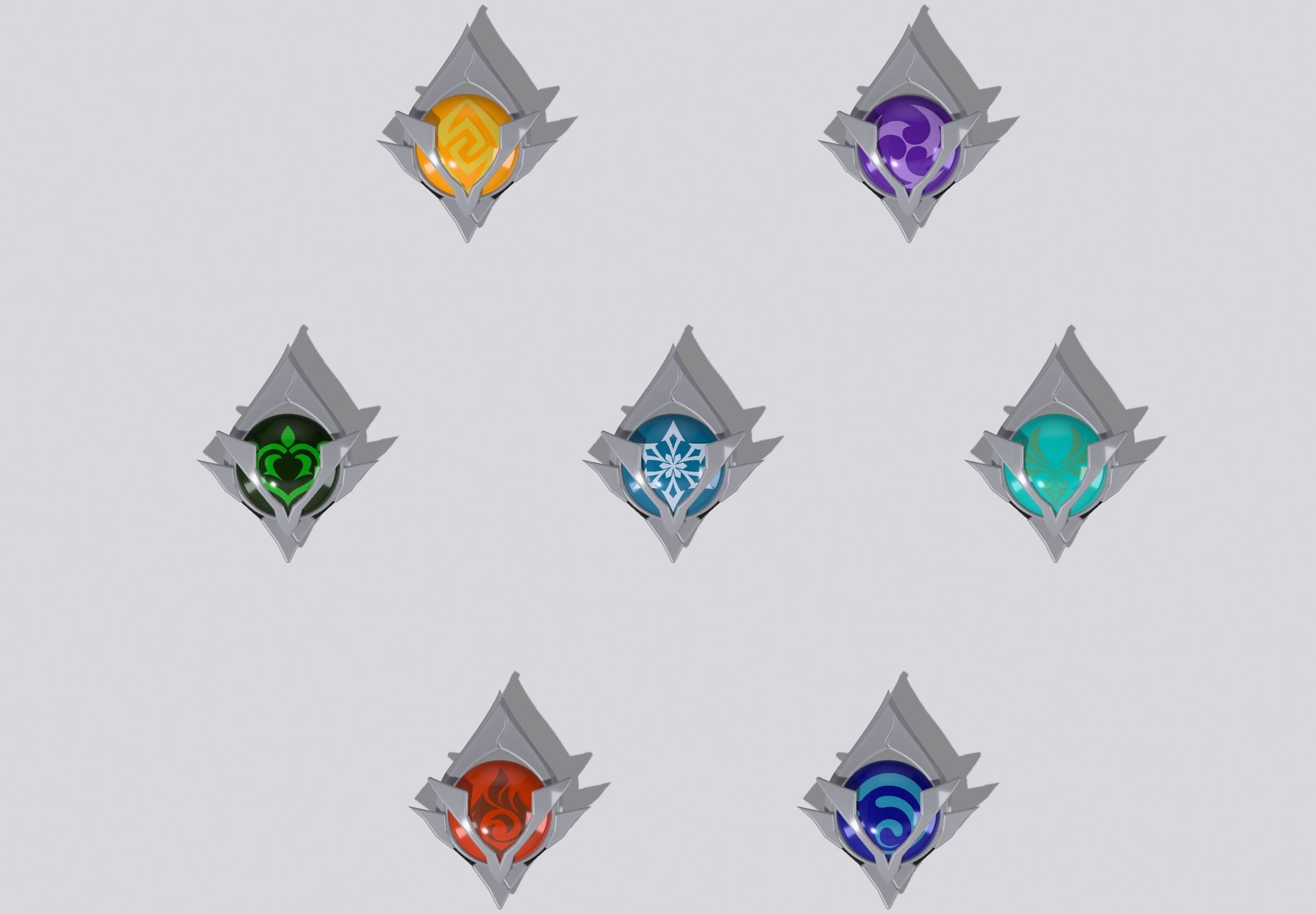 Snezhnaya Visions Pack Genshin Impact 3D model 3D printable | CGTrader