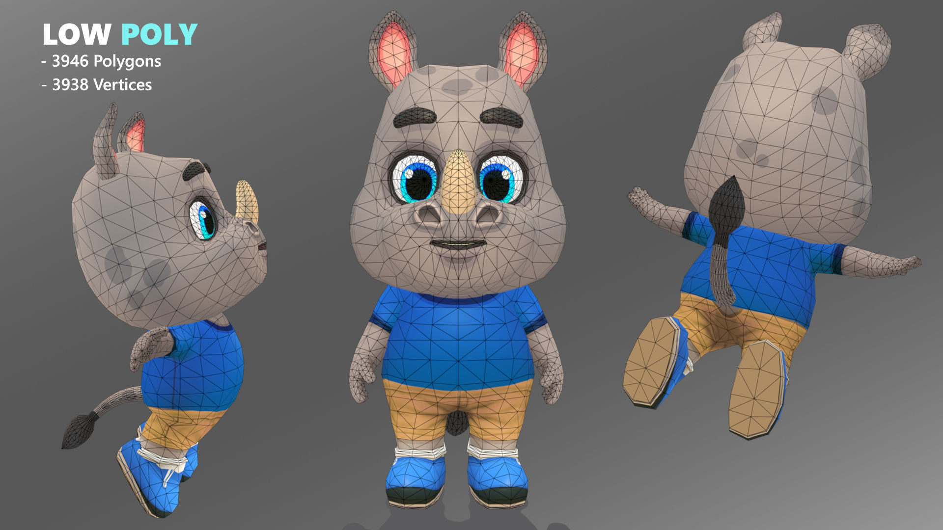 3D model Rhino Animated Rigged VR / AR / low-poly | CGTrader