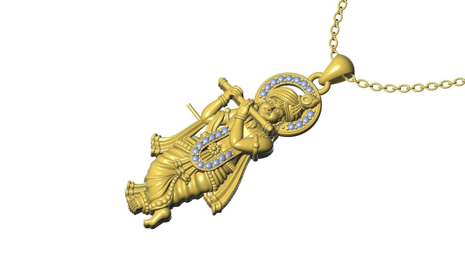 God Krishna Gold Diamond Pendant Design 3D model 3D printable | CGTrader