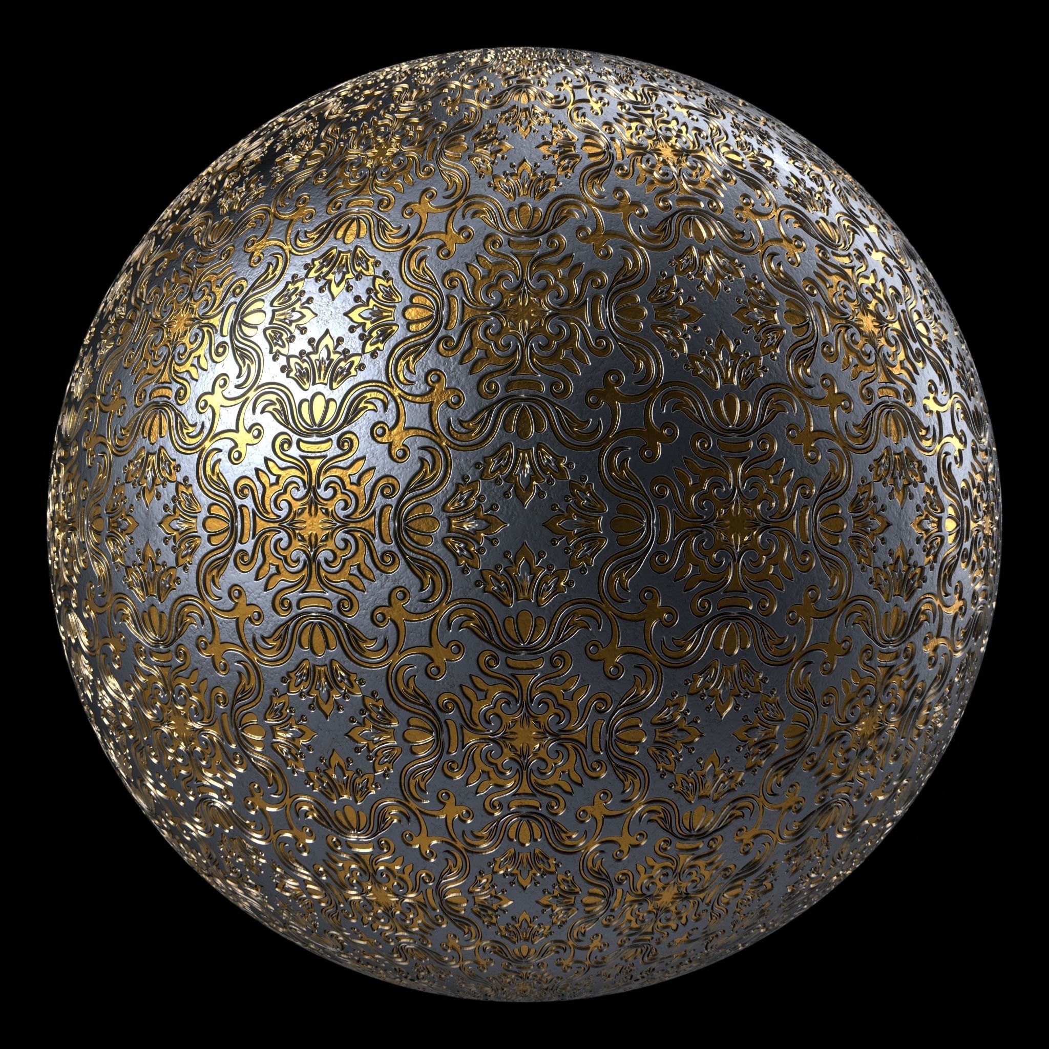 Metal Materials 13- Ornament Metal panels Pbr 4k Seamless 3D model ...