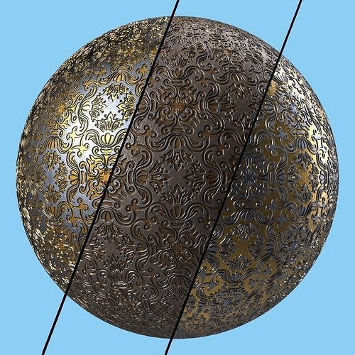Metal Materials 13- Ornament Metal panels Pbr 4k Seamless 3D model ...
