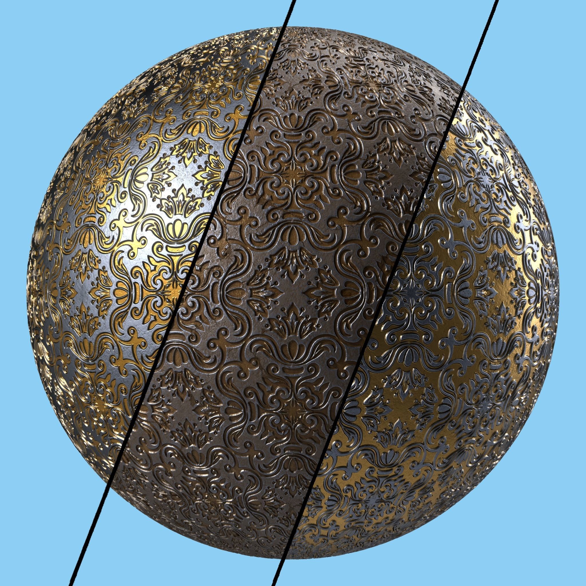 Metal Materials 13- Ornament Metal panels Pbr 4k Seamless 3D model ...