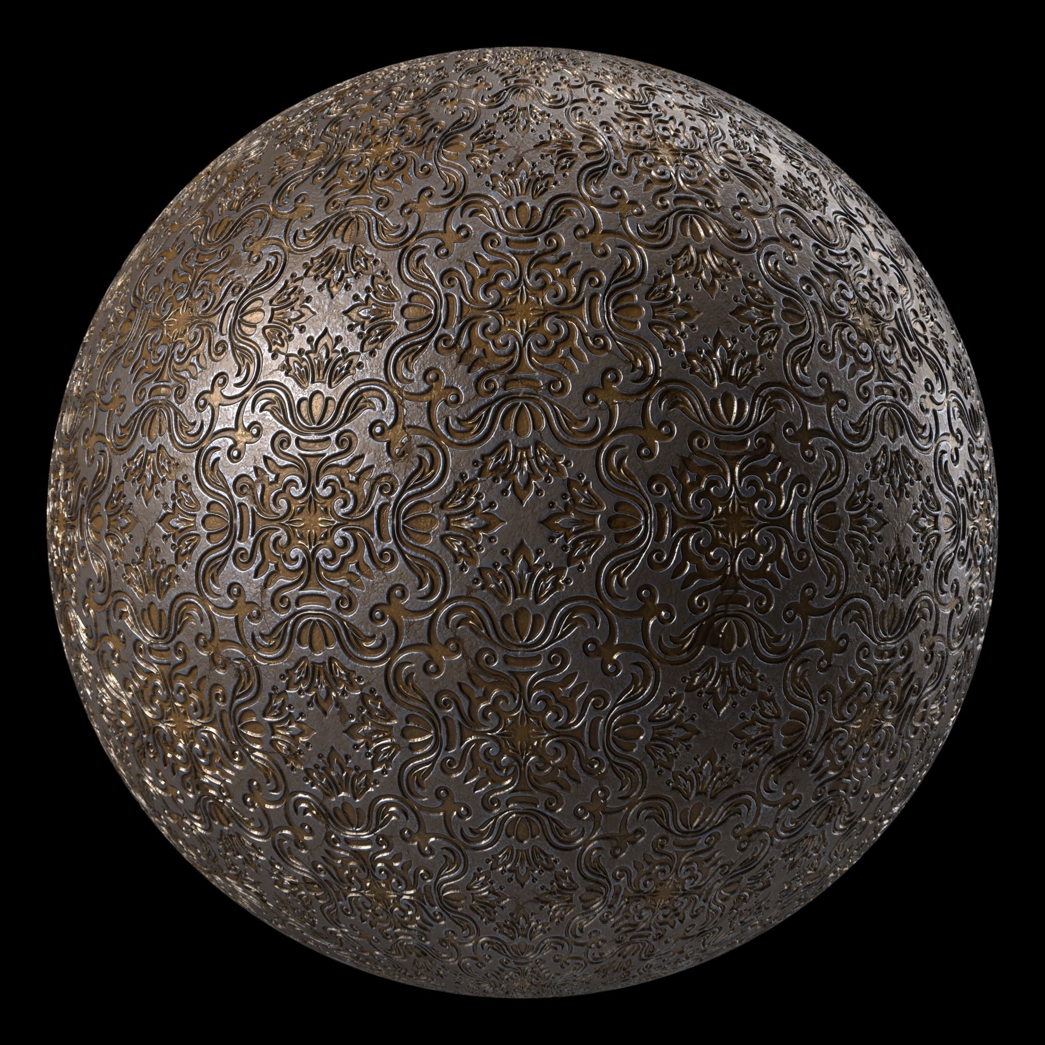 Metal Materials 13- Ornament Metal panels Pbr 4k Seamless 3D model ...