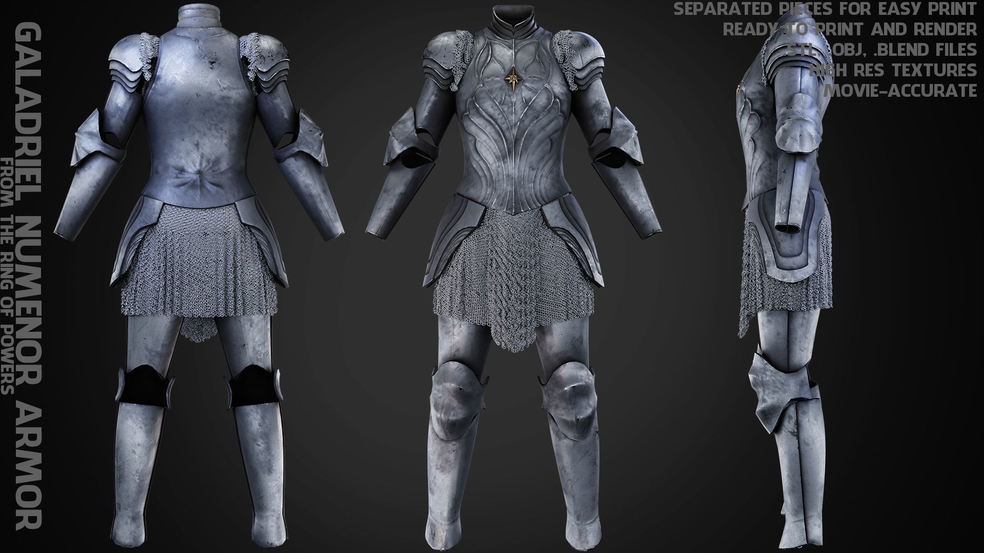 LOTR Galadriel Numenor Armor for Cosplay 3D model 3D printable | CGTrader