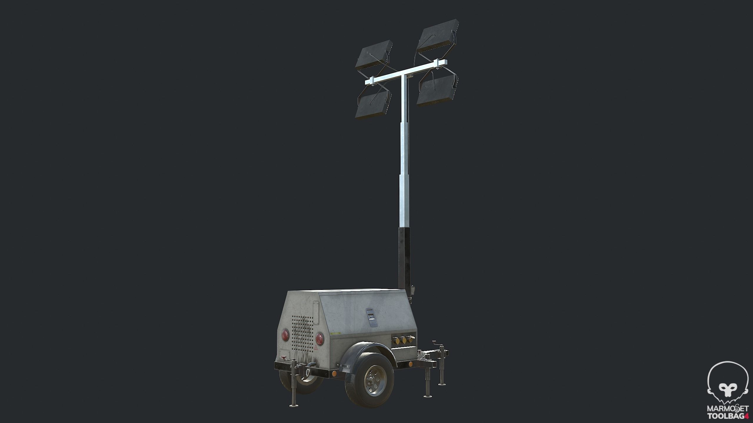 3D model PBR Mobile Light Tower Generator - Portable Generator VR / AR ...
