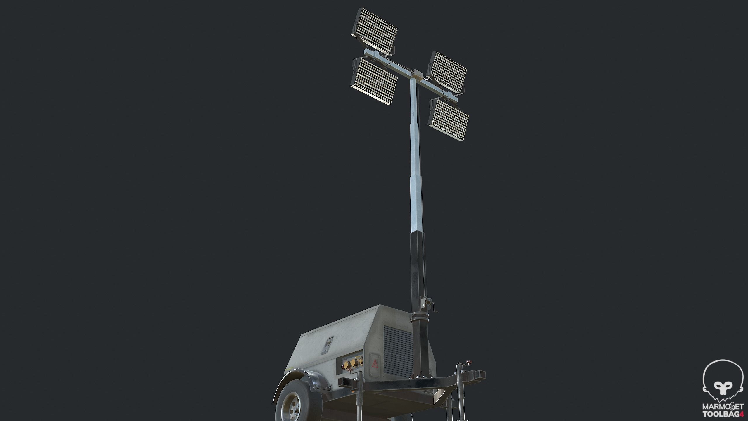 3D model PBR Mobile Light Tower Generator - Portable Generator VR / AR ...