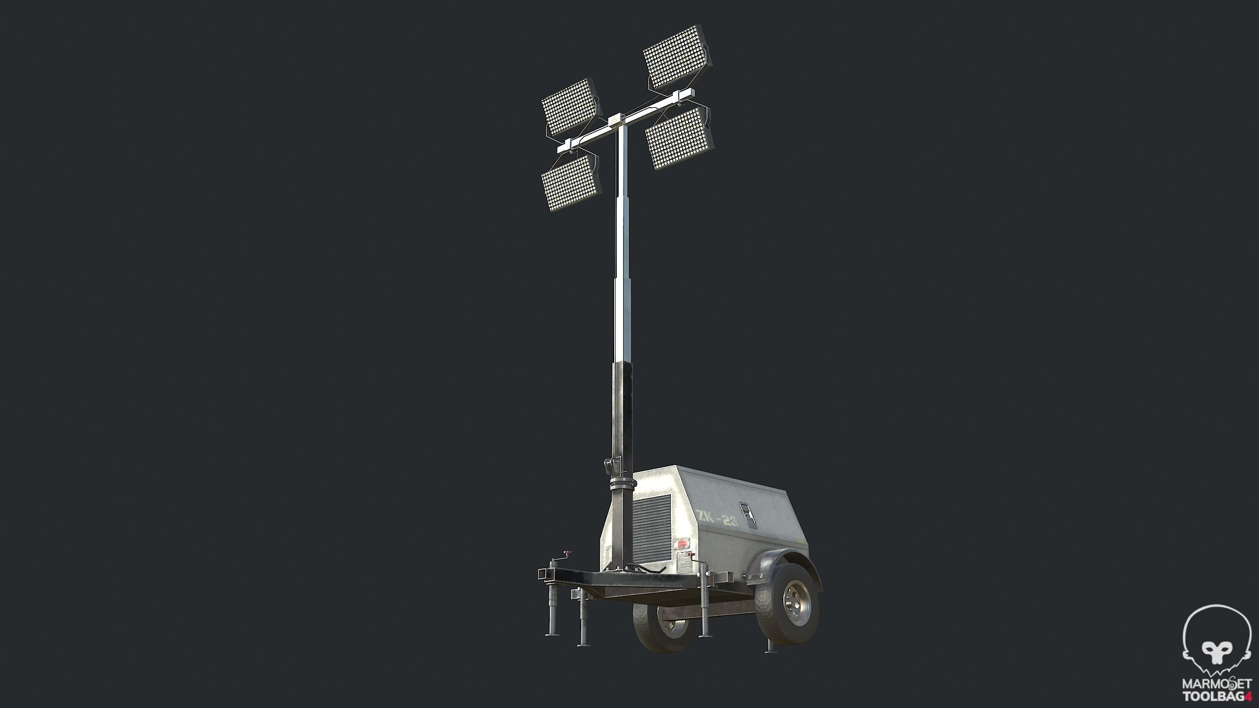 3D model PBR Mobile Light Tower Generator - Portable Generator VR / AR ...