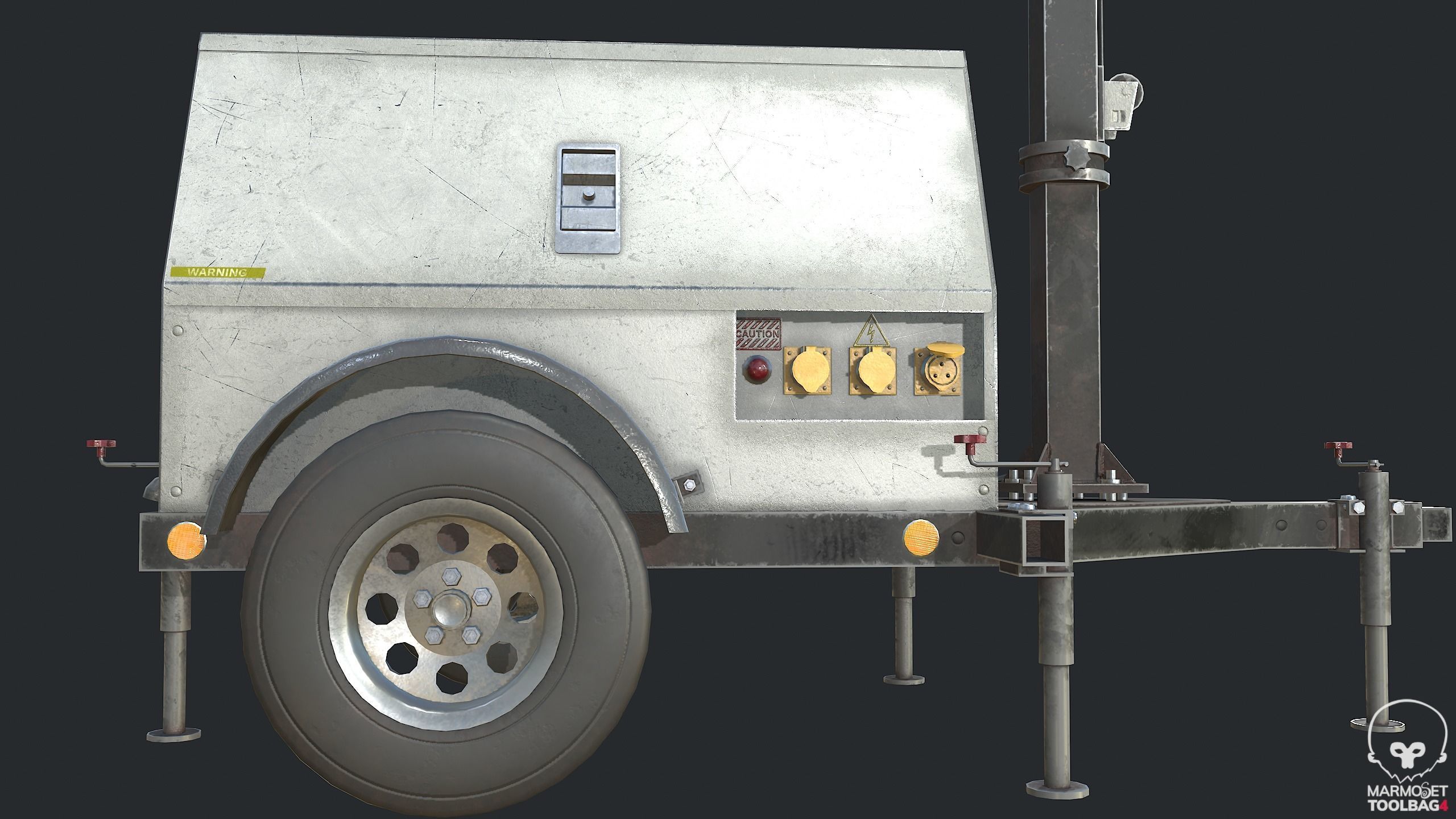 3D model PBR Mobile Light Tower Generator - Portable Generator VR / AR ...