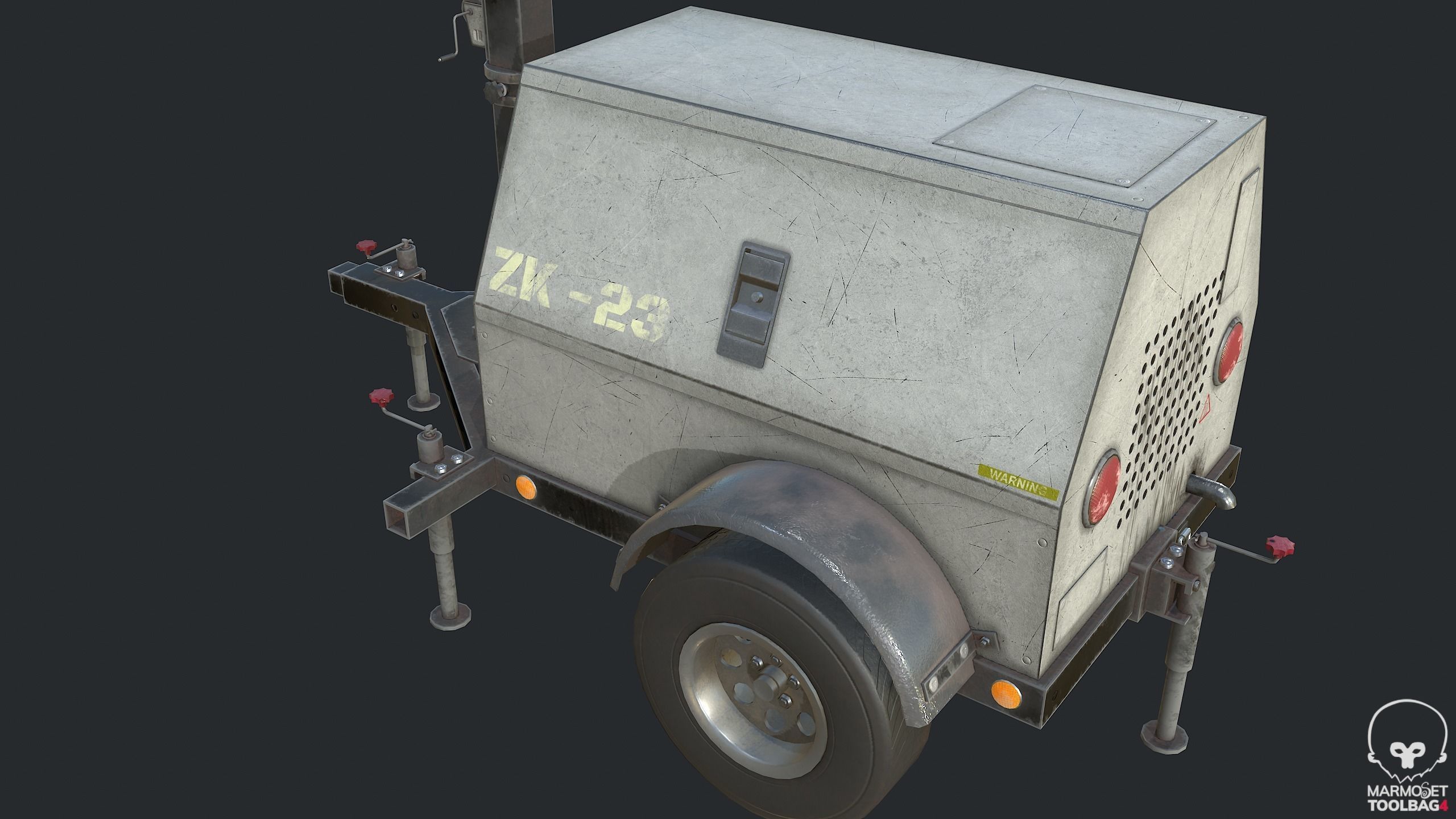 3D model PBR Mobile Light Tower Generator - Portable Generator VR / AR ...