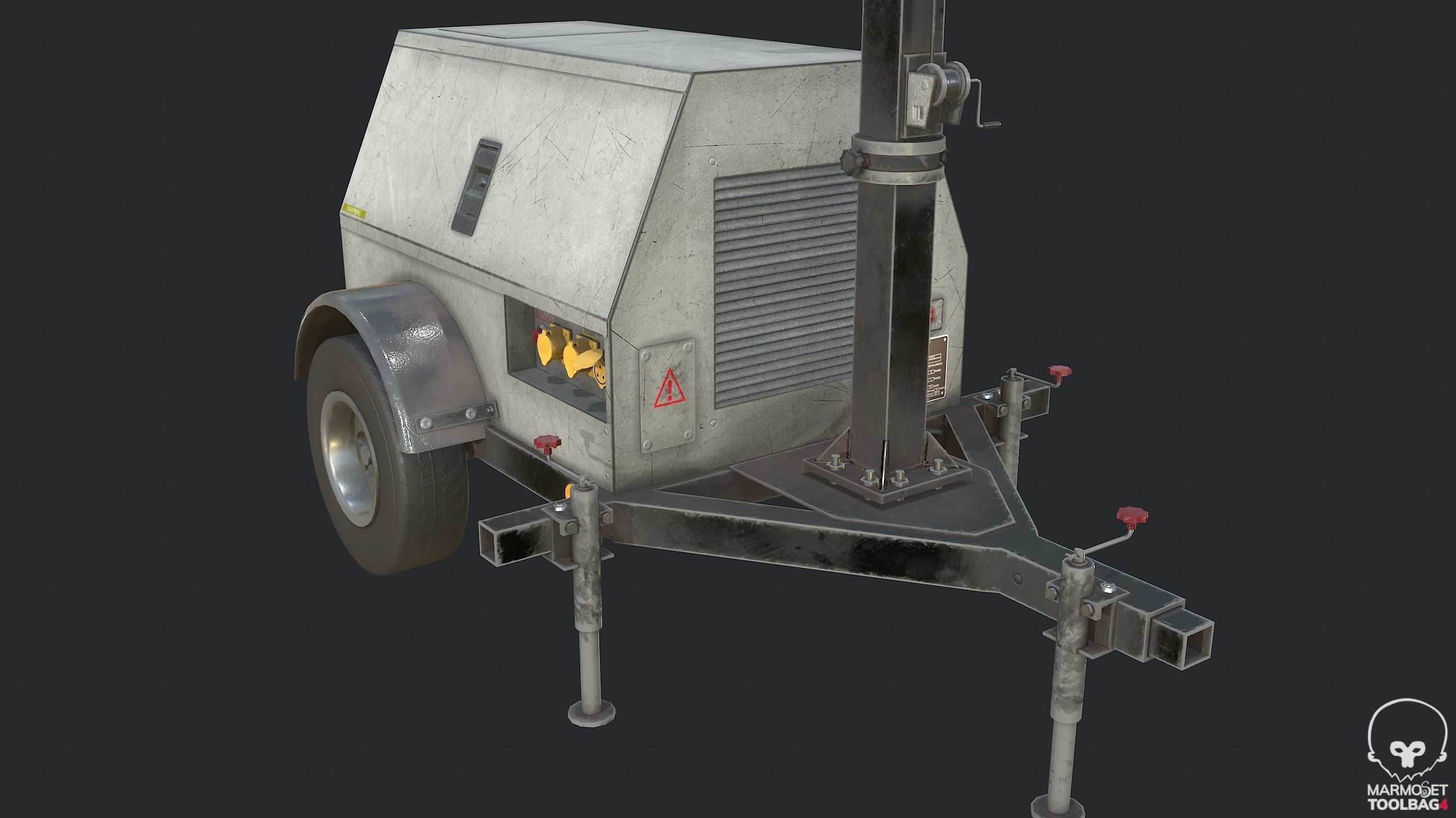 3D model PBR Mobile Light Tower Generator - Portable Generator VR / AR ...