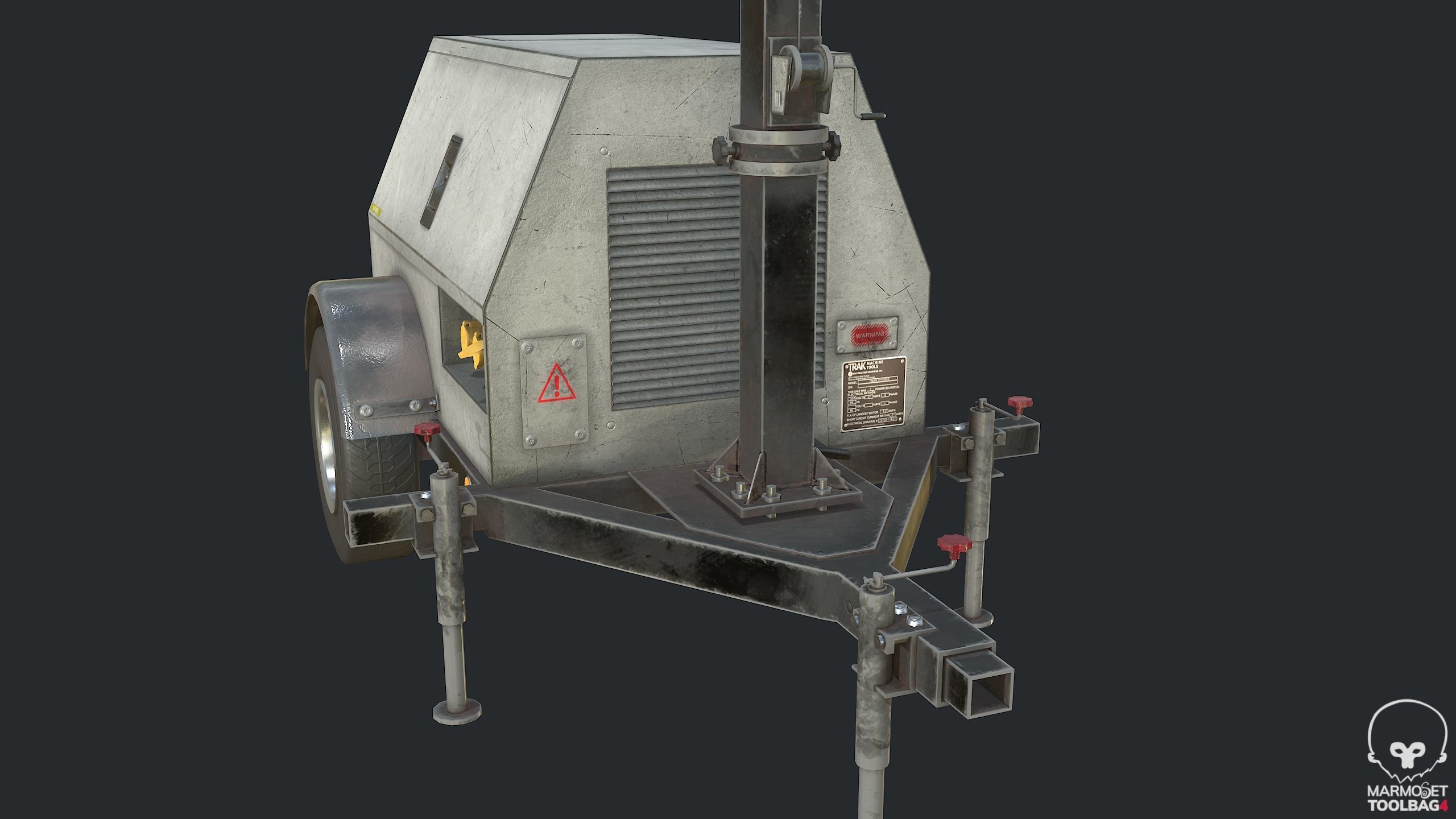 3D model PBR Mobile Light Tower Generator - Portable Generator VR / AR ...