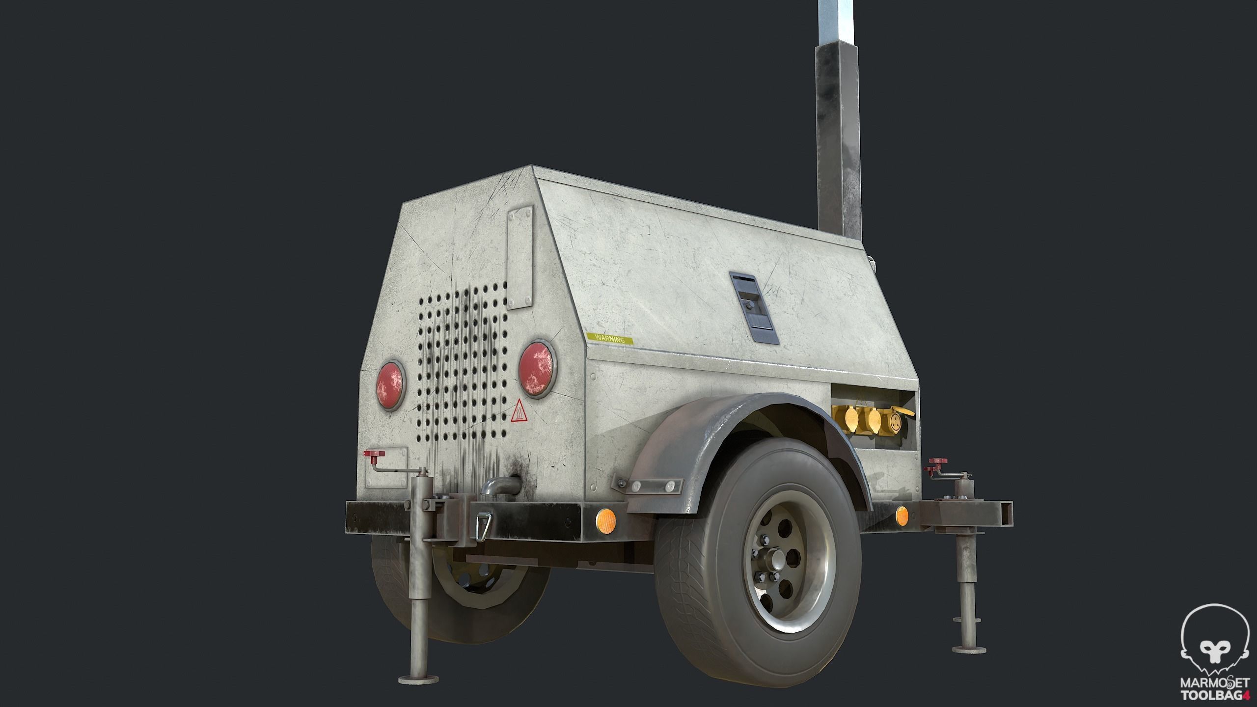 3D model PBR Mobile Light Tower Generator - Portable Generator VR / AR ...