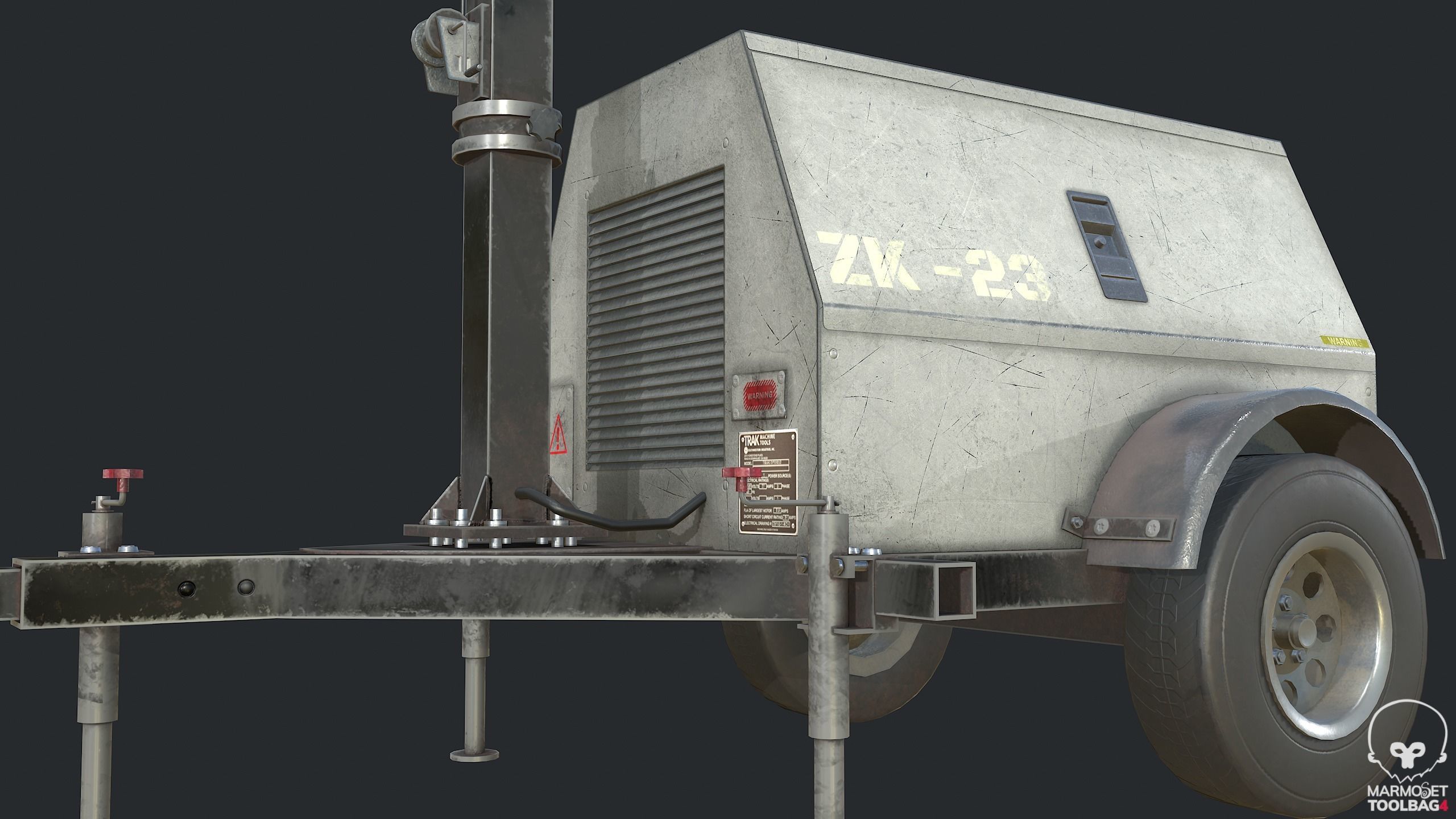 3D model PBR Mobile Light Tower Generator - Portable Generator VR / AR ...