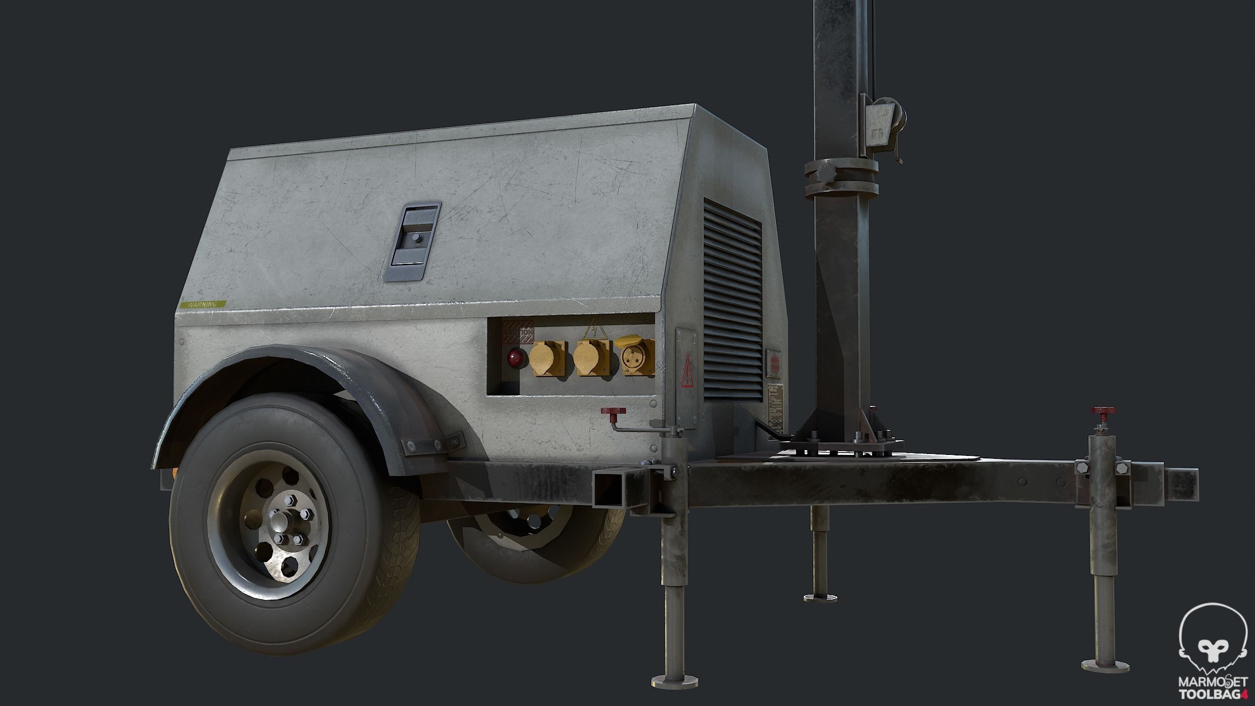 3D model PBR Mobile Light Tower Generator - Portable Generator VR / AR ...