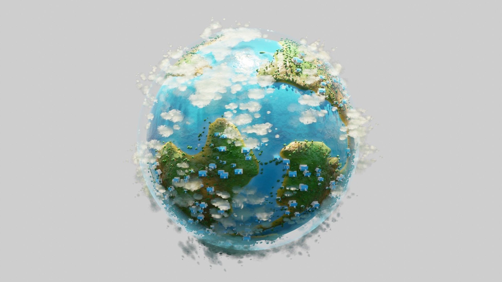 3D model procedural planet made in blender geometry nodes VR / AR / low ...