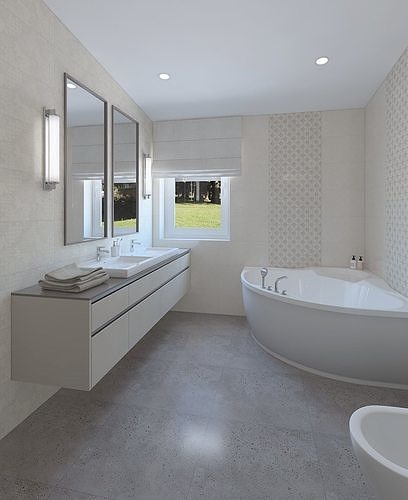Bathroom with brown tiles 3D model | CGTrader