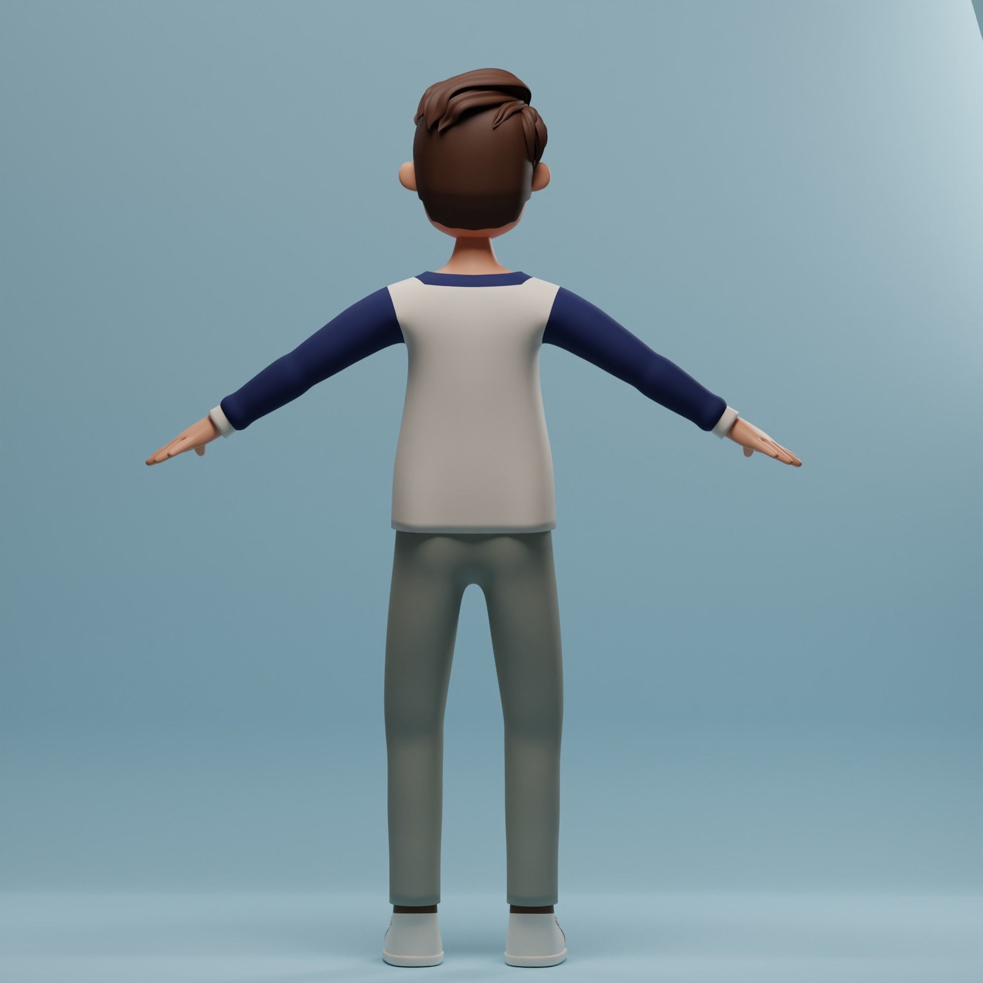 3D model 3D cartoon man with breathing animation Low-poly 3D model VR ...