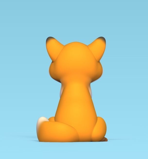 Cartoon Sitting Fox 3D model 3D printable | CGTrader