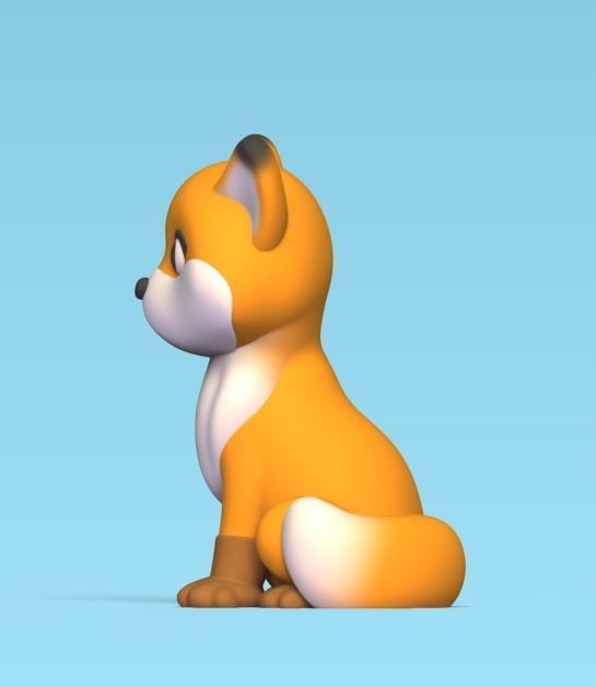 Cartoon Sitting Fox 3D model 3D printable | CGTrader