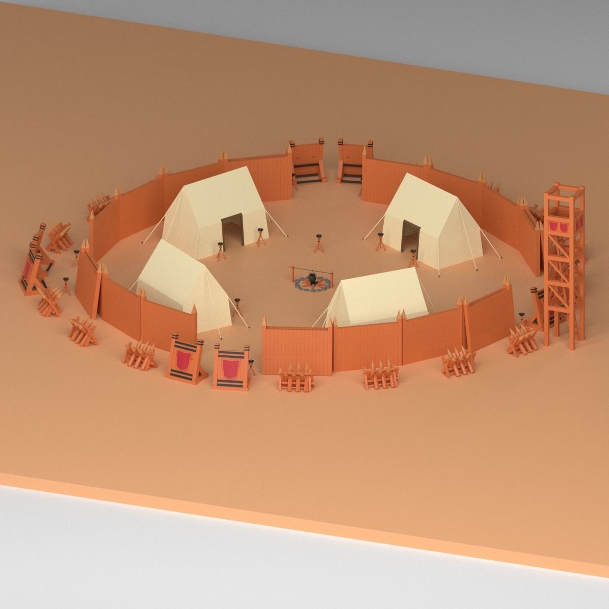 3D model Cartoon Medieval Barracks VR / AR / low-poly | CGTrader