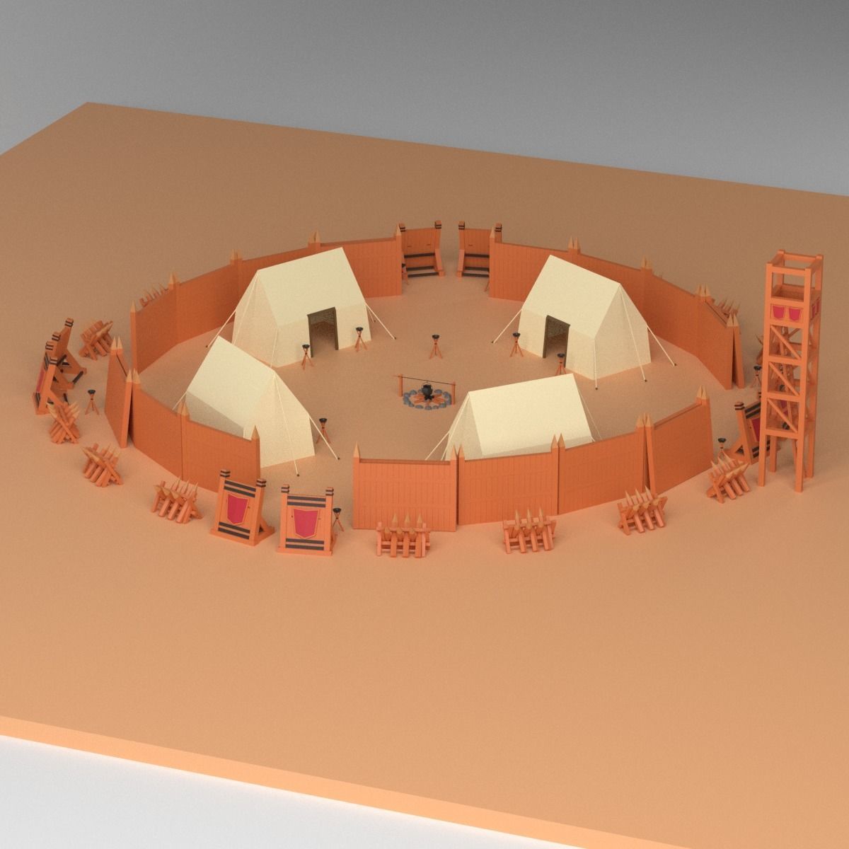 3D model Cartoon Medieval Barracks VR / AR / low-poly | CGTrader
