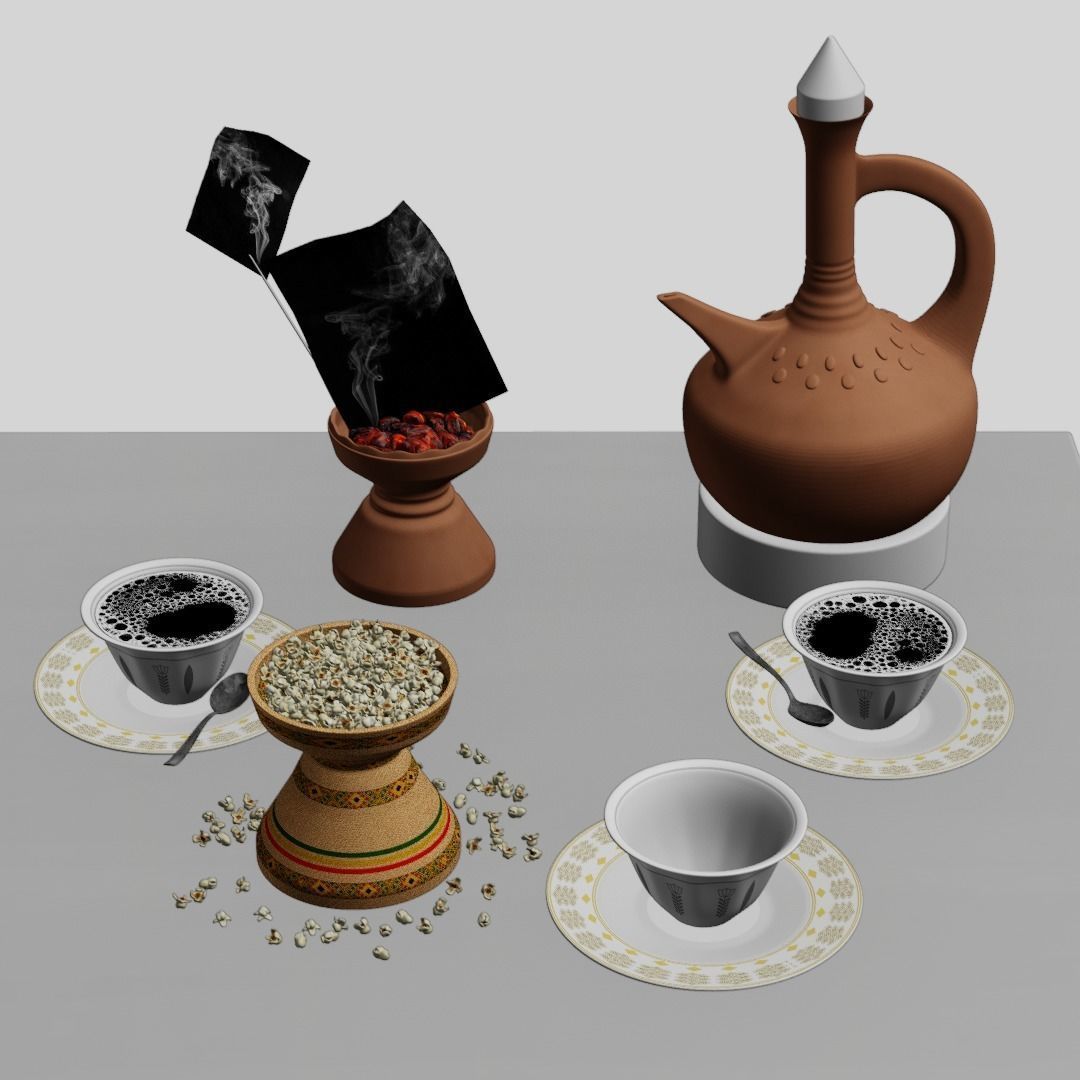 Coffee serving setup Ethiopian 3D model | CGTrader