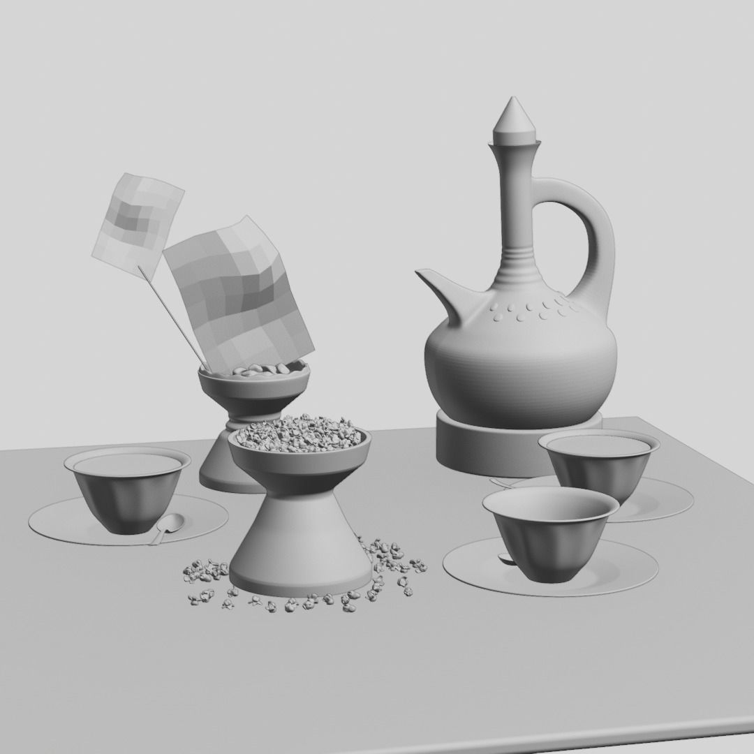 Coffee serving setup Ethiopian 3D model | CGTrader