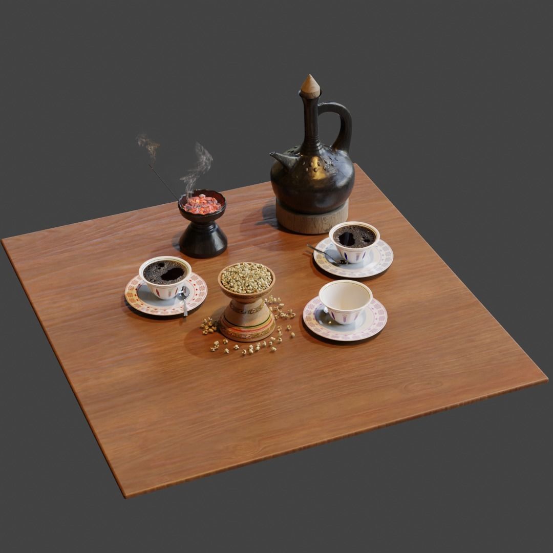 Coffee serving setup Ethiopian 3D model | CGTrader