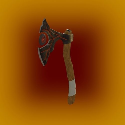 3D model axe lava weapon low-poly ready for the game PBR VR / AR / low ...
