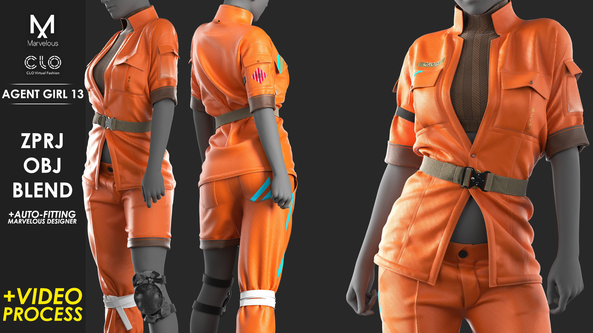 Agent Girl 13 - Marvelous Designer with Video Process 3D model | CGTrader
