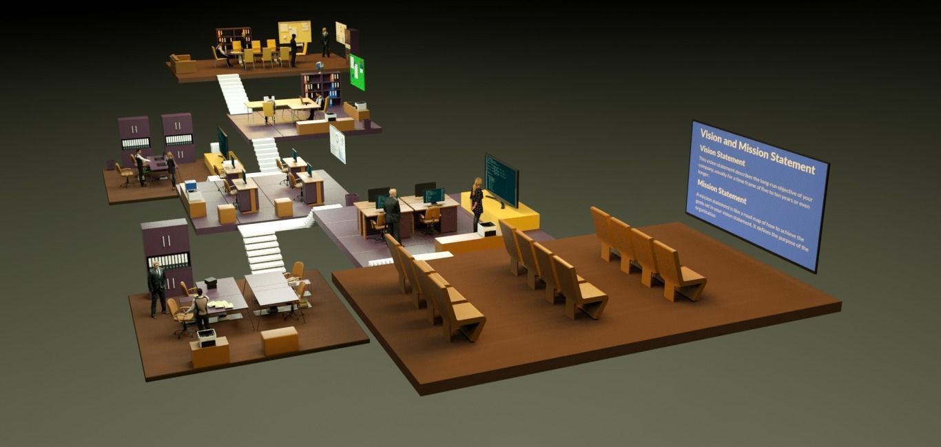 Business Office Rooms Isometric 3D model | CGTrader